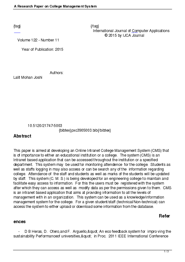 (PDF) A Research Paper on College Management System