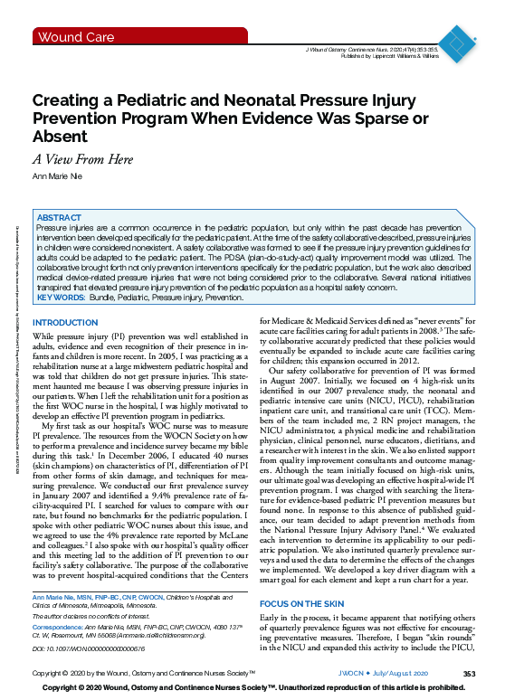 (PDF) Creating a Pediatric and Neonatal Pressure Injury Prevention ...