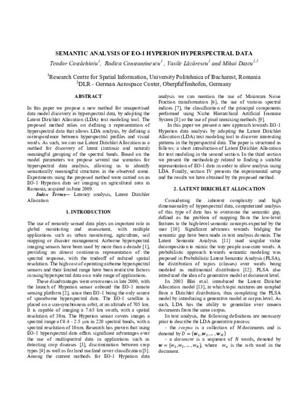 Pdf Semantic Analysis Of Eo 1 Hyperion Hyperspectral Data