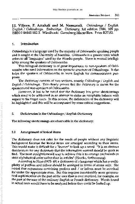 (PDF) J.J. Viljoen, P. Amakali and M. Namuandi. Oshindonga / English ...