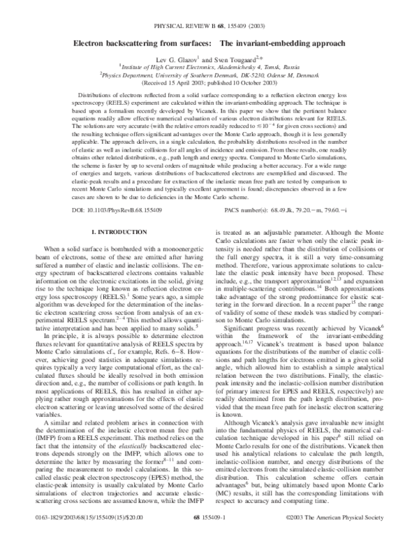 (PDF) Electron backscattering from surfaces: The invariant-embedding approach