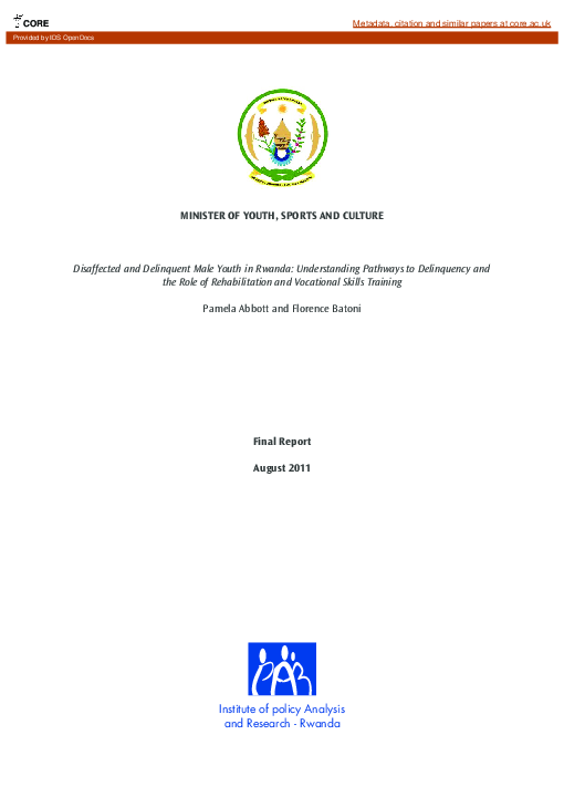 (PDF) Disaffected and delinquent male youth in Rwanda: understanding ...