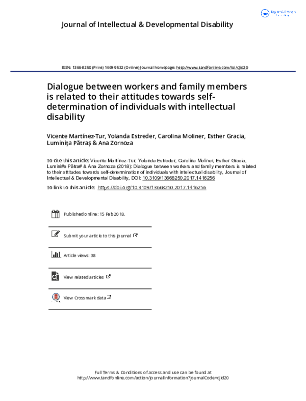 (PDF) Dialogue between workers and family members is related to their ...