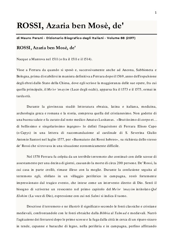 (PDF) ROSSI, Azaria ben Mosè, de'