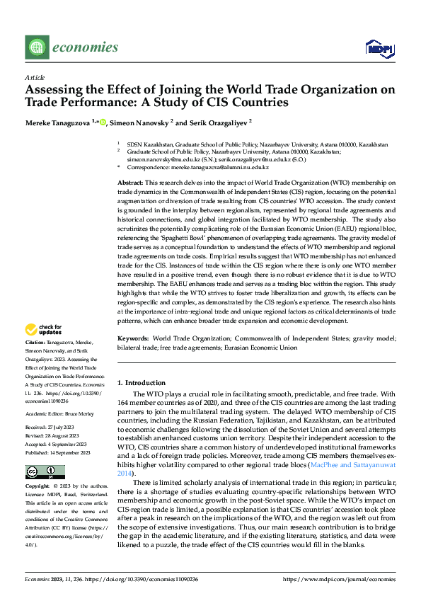 (PDF) Assessing the Effect of Joining the World Trade Organization on ...