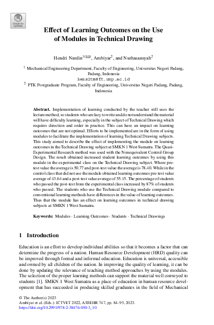 (PDF) Effect of Learning Outcomes on the Use of Modules in Technical Drawing