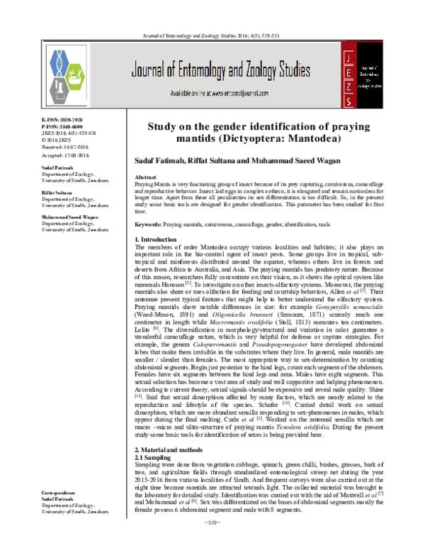 (PDF) Systematic Study on the genus Iris (Dictyoptera: Mantodea ...