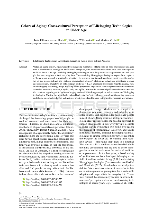 (PDF) Colors of Aging: Cross-cultural Perception of Lifelogging ...