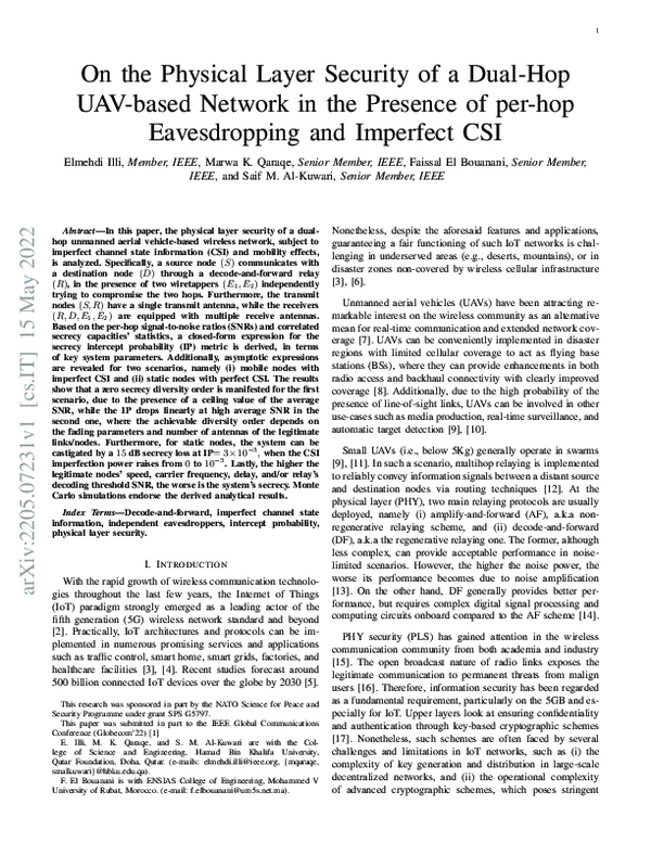 (PDF) On the Physical Layer Security of a Dual-Hop UAV-based Network in the Presence of per-hop ...