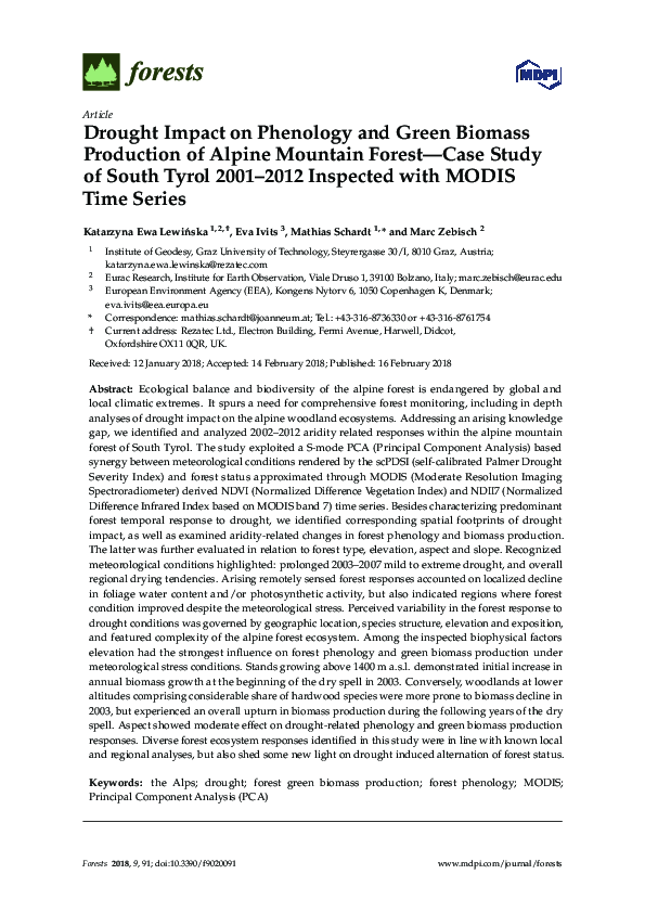 (PDF) Drought Impact on Phenology and Green Biomass Production of Alpine Mountain Forest—Case ...