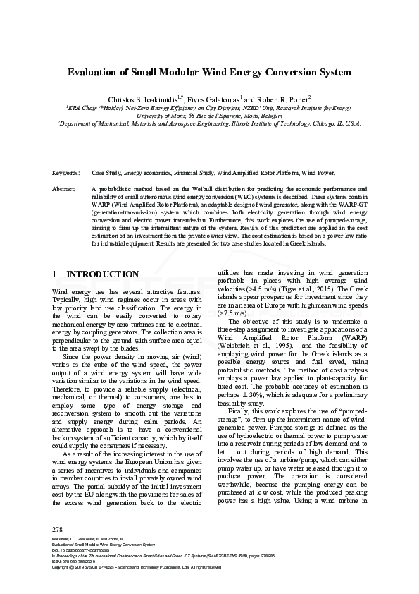 (PDF) Evaluation of Small Modular Wind Energy Conversion System