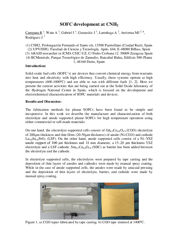 (PDF) SOFC development at CNH2