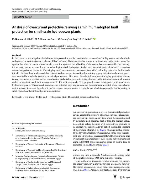 (PDF) Analysis of overcurrent protective relaying as minimum adopted fault protection for small ...