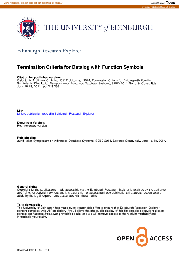 (PDF) Termination Criteria in Enhanced Datalog
