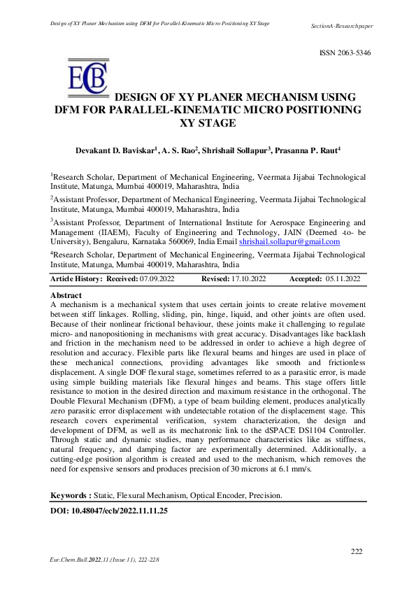 (PDF) Design of XY Planer Mechanism using DFM for Parallel-Kinematic ...