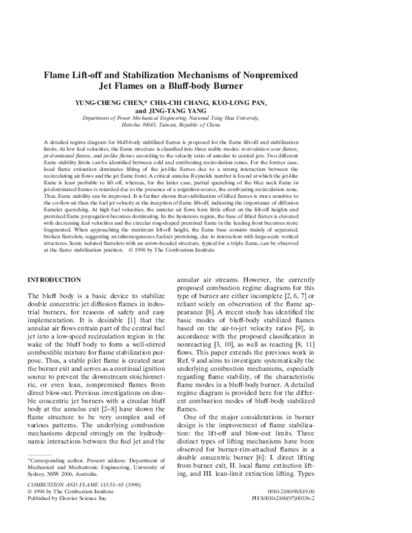 (PDF) Flame Lift-off and Stabilization Mechanisms of Nonpremixed Jet ...