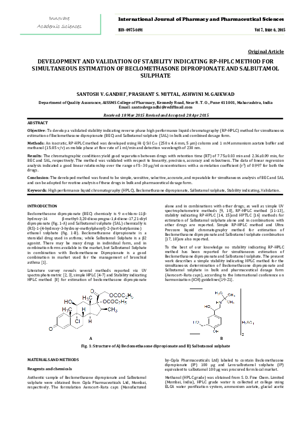 (PDF) DEVELOPMENT AND VALIDATION OF STABILITY INDICATING RP-HPLC METHOD FOR SIMULTANEOUS ...