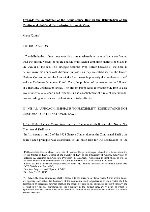 (PDF) Towards the Acceptance of the Equidistance Rule in the ...