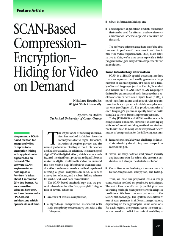 (PDF) SCAN-based compression-encryption-hiding for video on demand