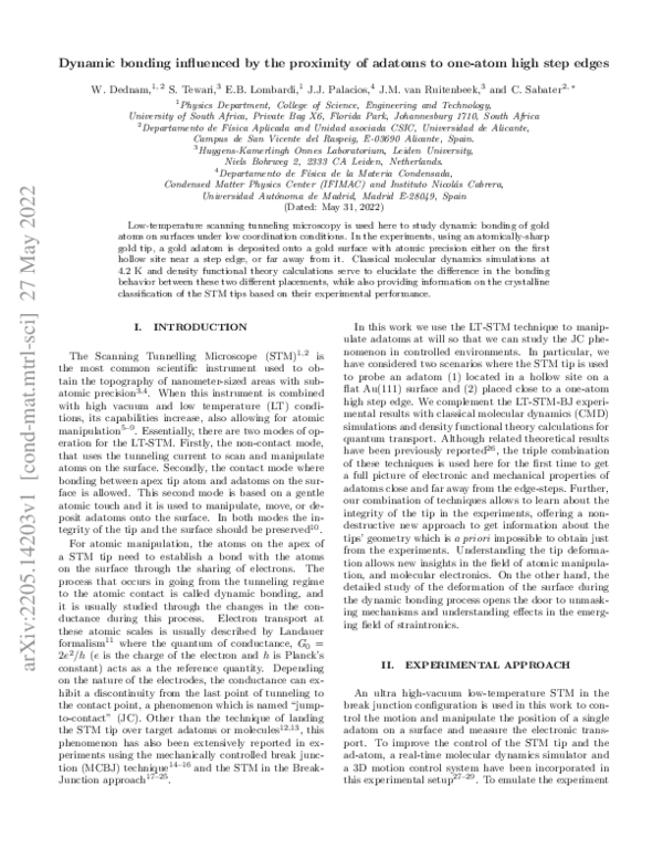 (PDF) Dynamic bonding influenced by the proximity of adatoms to one ...