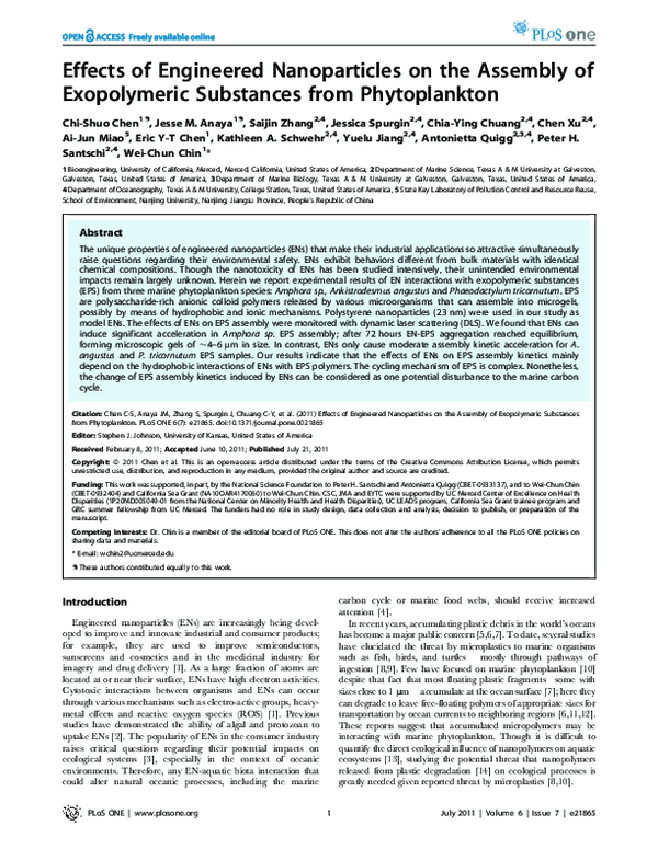 (PDF) Effects of Engineered Nanoparticles on the Assembly of ...