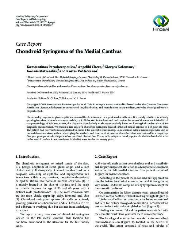 (PDF) Chondroid Syringoma of the Medial Canthus
