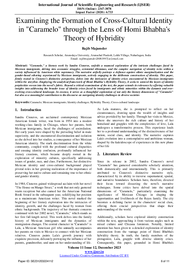 (PDF) Examining the Formation of Cross-Cultural Identity in "Caramelo ...