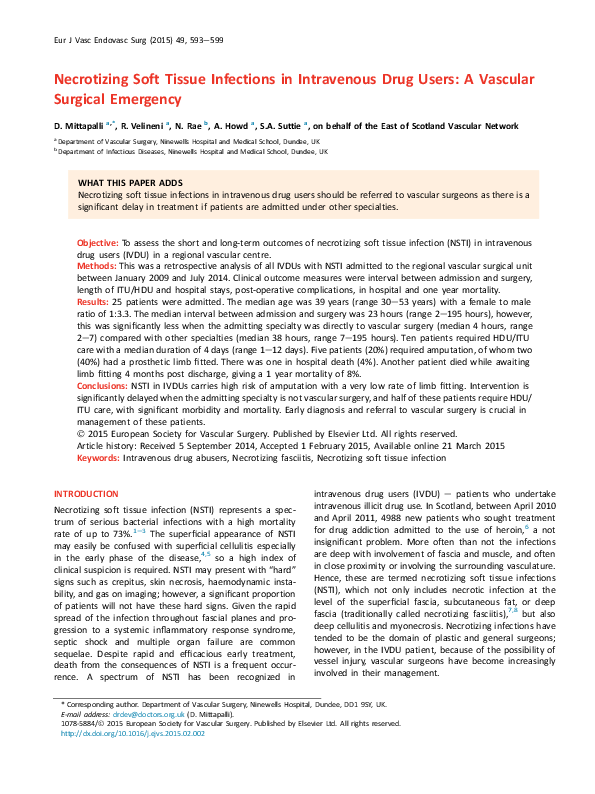 (PDF) [Necrotizing soft tissue infections in intravenous drug users ...
