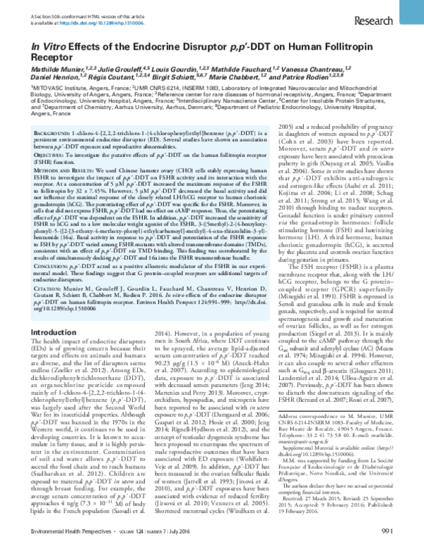 (PDF) In Vitro Effects of the Endocrine Disruptor p,p'DDT on Human ...