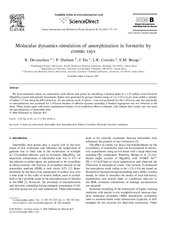(PDF) Molecular dynamics simulation of the amorphization and alloying of a mechanically milled ...