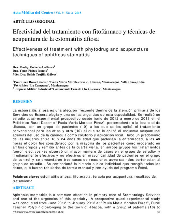 (PDF) Efectividad del tratamiento con fitofármaco y técnicas de ...