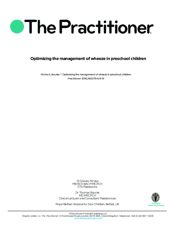(PDF) Optimising the management of wheeze in preschool children
