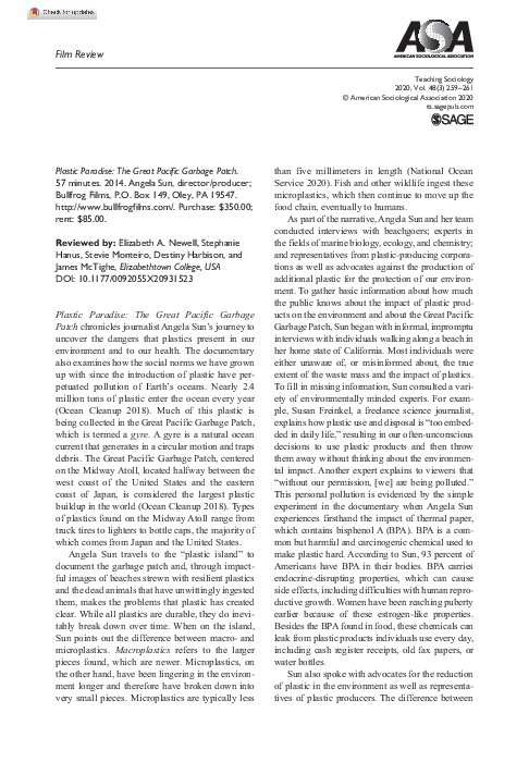 (PDF) Film Review: Plastic Paradise: The Great Pacific Garbage Patch