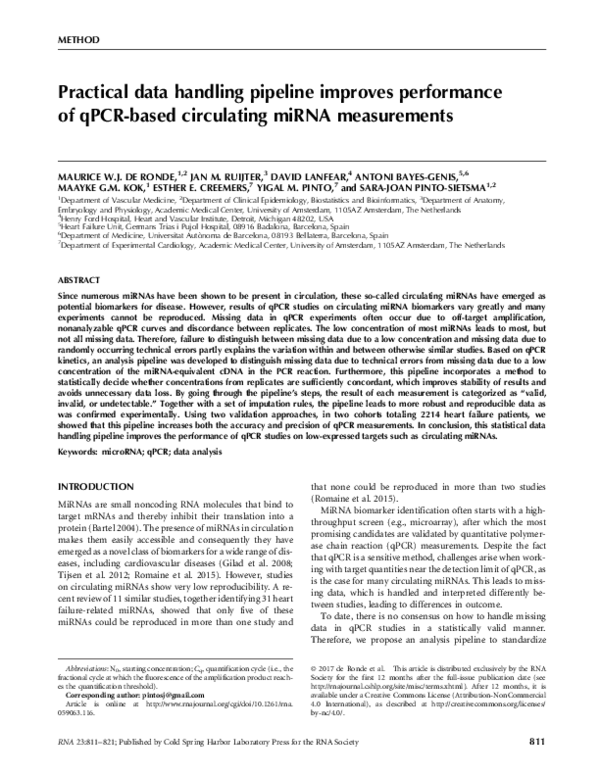 (PDF) Practical data handling pipeline improves performance of qPCR ...