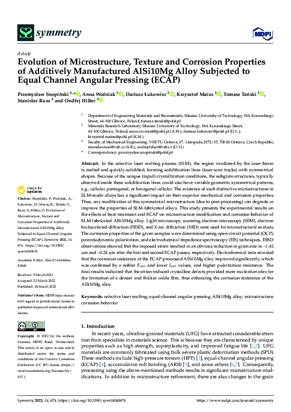 (PDF) Evolution of Microstructure, Texture and Corrosion Properties of Additively Manufactured ...