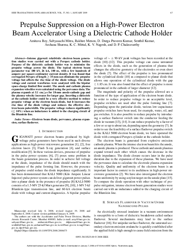(PDF) Prepulse Suppression on a High-Power Electron Beam Accelerator ...