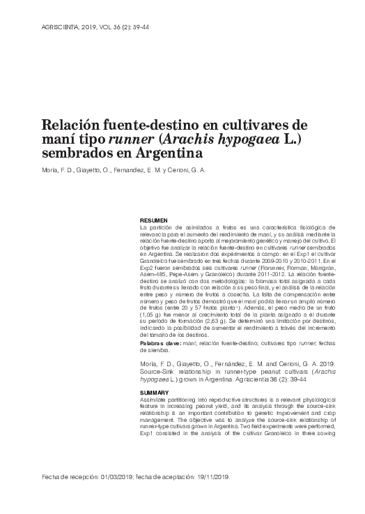 (PDF) Relación fuente-destino en cultivares de maní tipo runner ...
