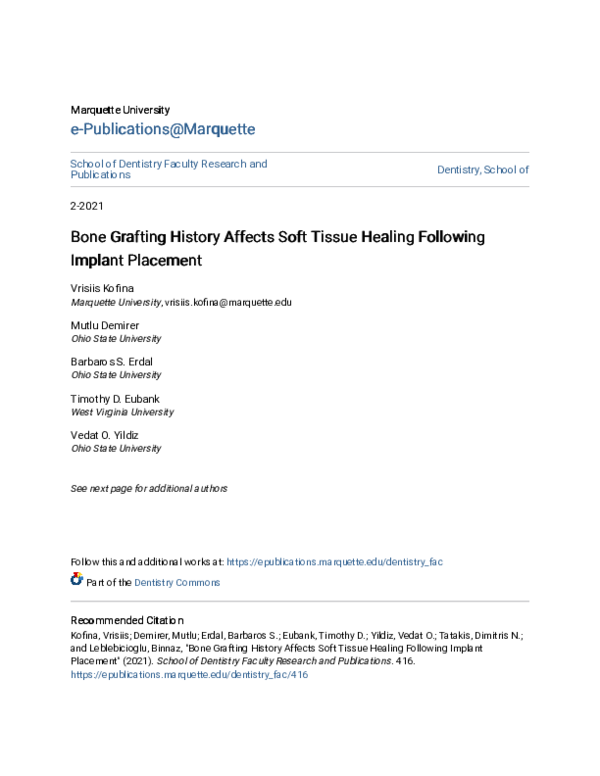 (PDF) Bone grafting history affects soft tissue healing following implant placement | Binnaz ...