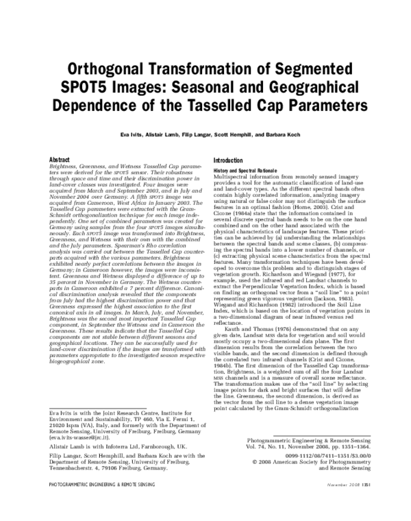 (PDF) Orthogonal Transformation of Segmented SPOT5 Images