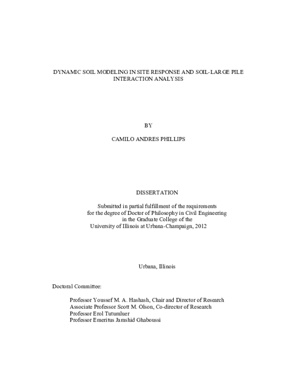 (PDF) Dynamic soil modeling in site response and soil-large pile ...