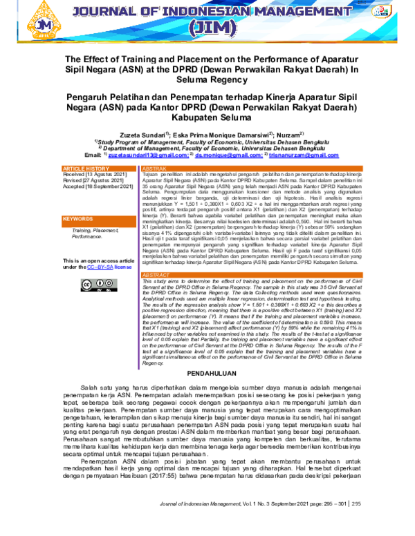 (PDF) The Effect of Training and Placement on the Performance of ...