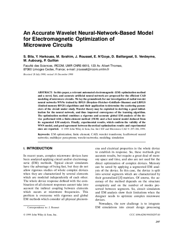 (PDF) An accurate wavelet neural‐network‐based model for electromagnetic optimization of ...