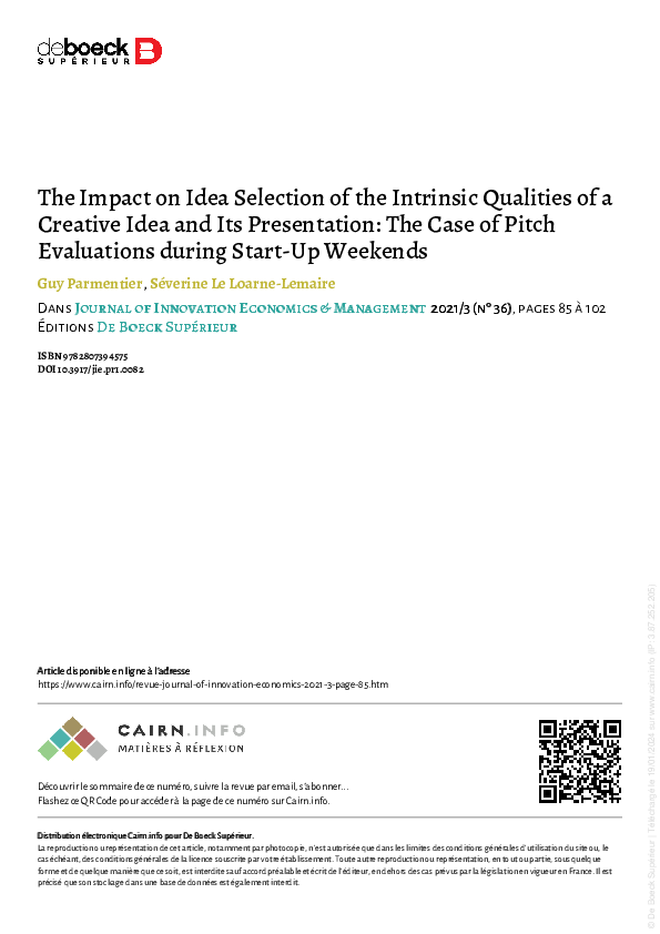 (PDF) The Impact on Idea Selection of the Intrinsic Qualities of a ...