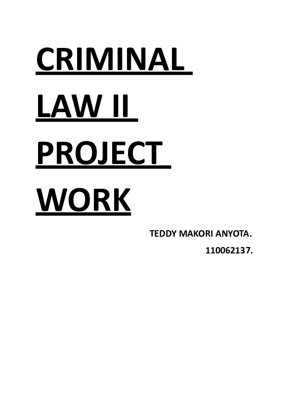 (DOC) CRIMINAL LAW II PROJECT WORK
