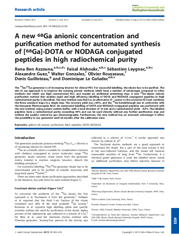 (PDF) A new68Ga anionic concentration and purification method for ...