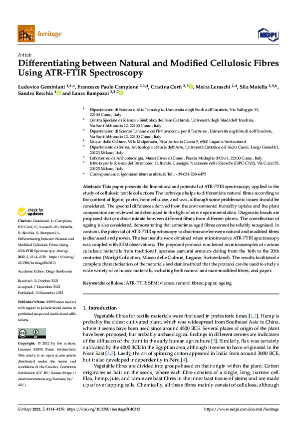 (PDF) Differentiating between Natural and Modified Cellulosic Fibres Using ATR-FTIR Spectroscopy
