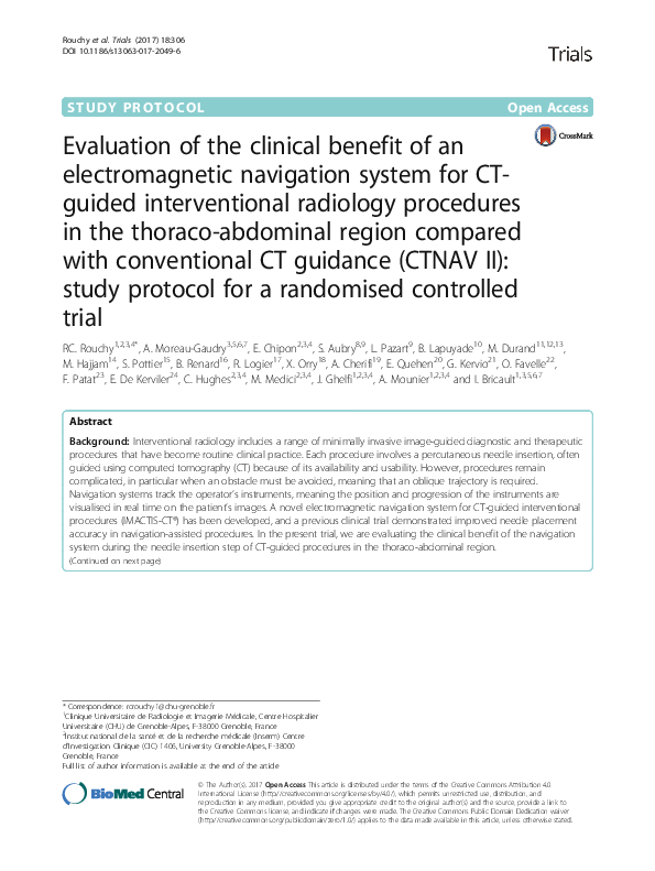 (PDF) Evaluation of the clinical benefit of an electromagnetic navigation system for CT-guided ...