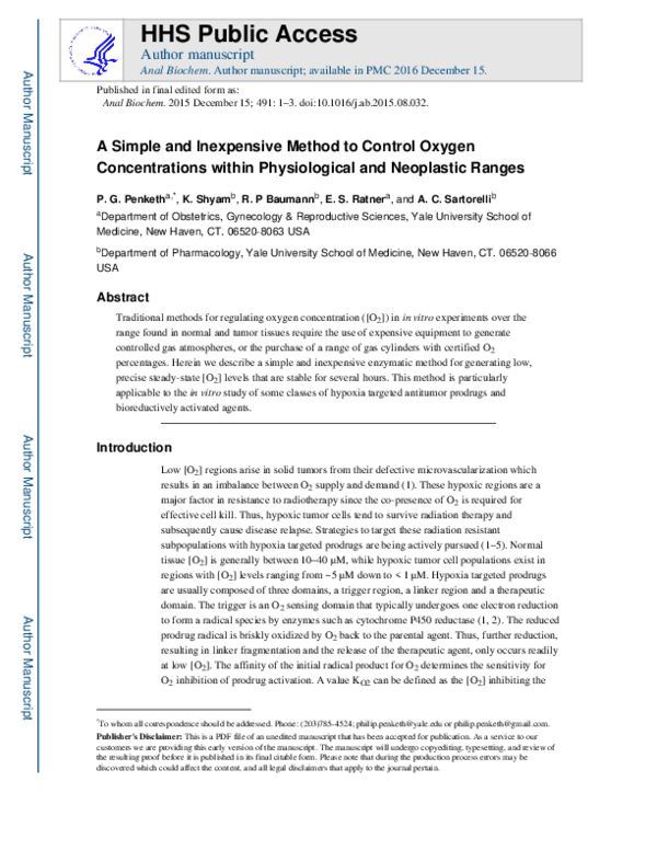 (PDF) A simple and inexpensive method to control oxygen concentrations ...