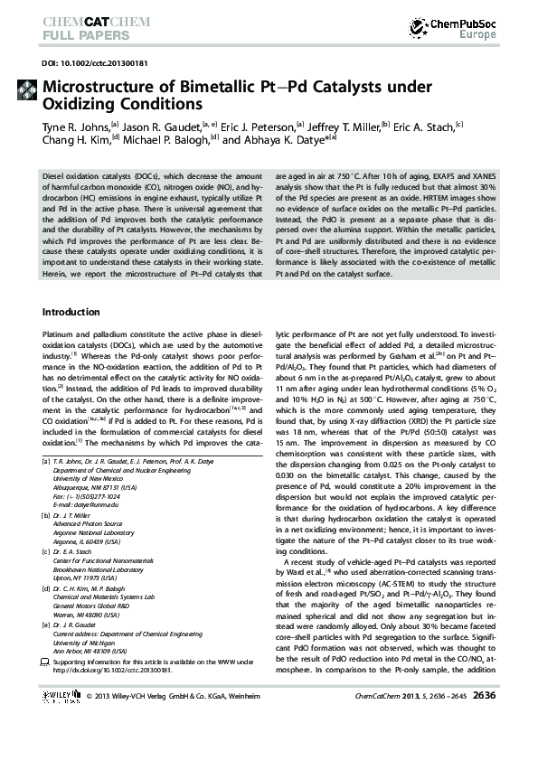 (PDF) Microstructure of Bimetallic Pt Pd Catalysts under Oxidizing ...
