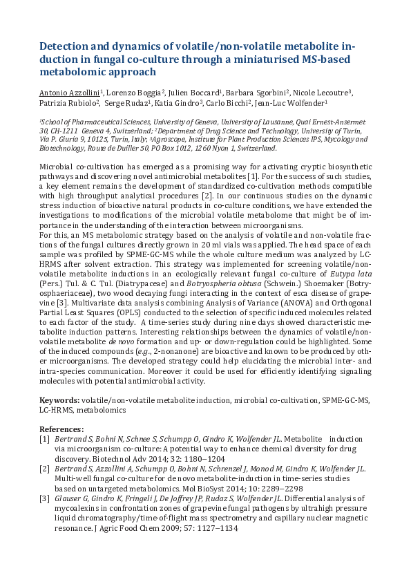 (PDF) Detection and dynamics of volatile/non-volatile metabolite ...
